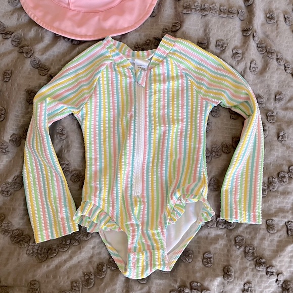 Little Me | Swim | Little Me Pastel Striped Long Sleeve Bathing Suit ...